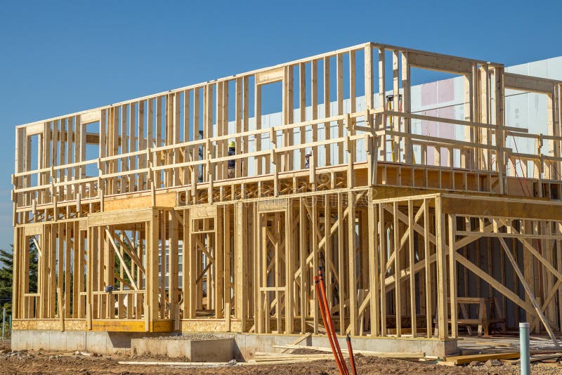 New House Framework of House Under Construction Post and Beam ...