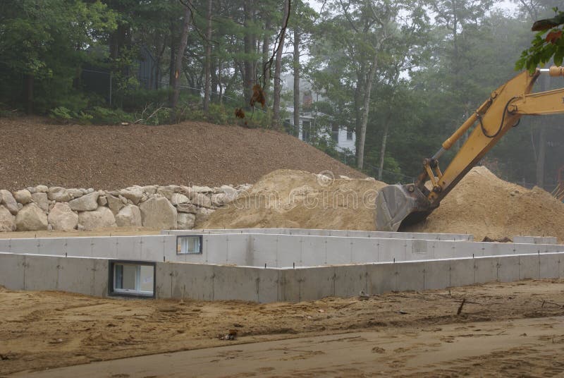 A New House Poured Concrete Foundation after the Forms are Removed and ...