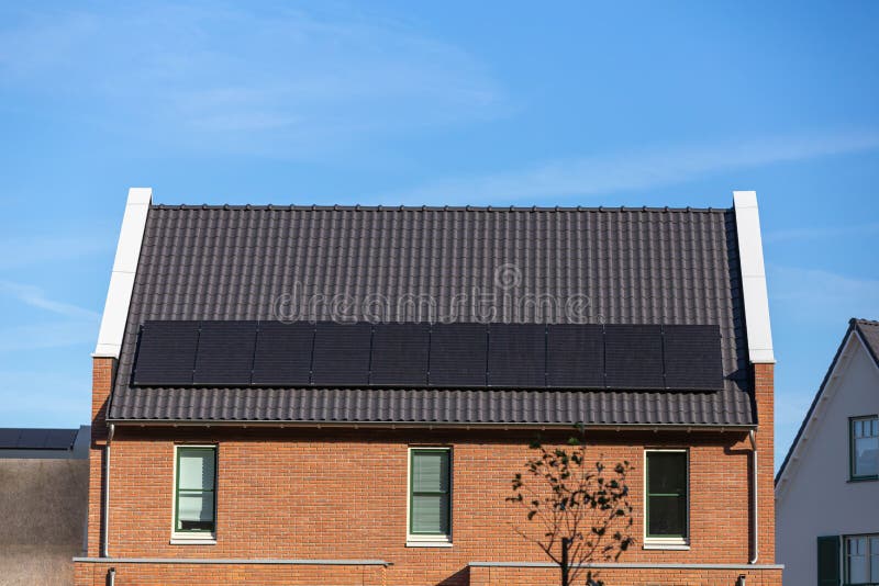 New House with Solar Panels on the Roof Stock Image - Image of industry ...