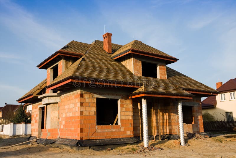 New House Under Construction Stock Photo - Image of development ...