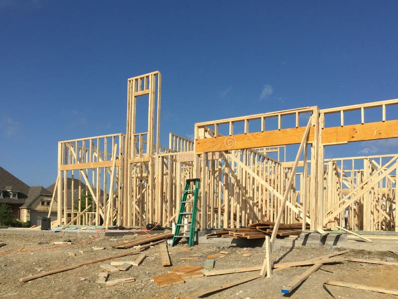 New House Under Construction Background Stock Image - Image of building ...
