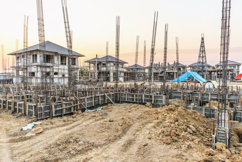 New House Under Construction at Building Site Stock Image - Image of ...