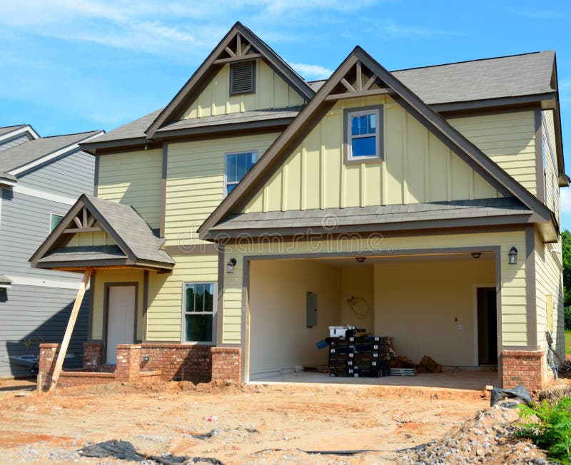New House Under Construction Stock Image - Image of america, garage ...
