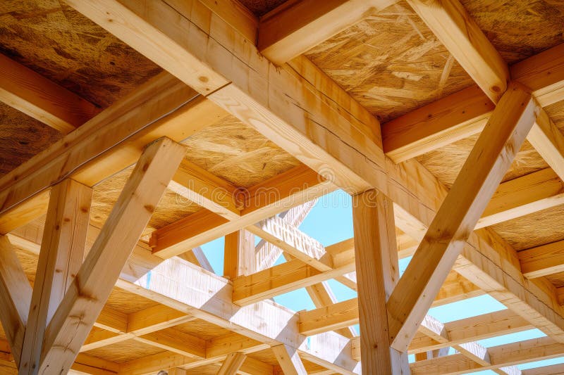 A New House is Under Construction, the Interior Framing is Already ...