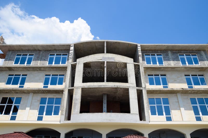 New House Under Construction. Three-storey Building Stock Photo - Image ...