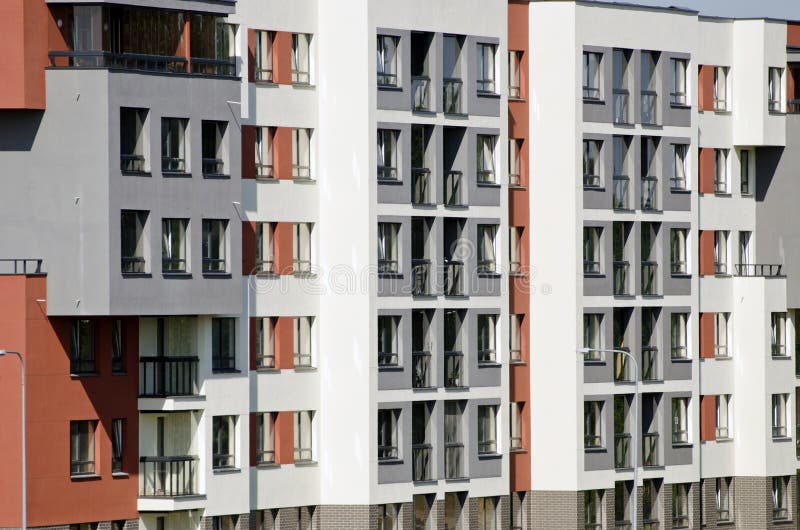 New House Wall in City with Windows Stock Photo - Image of eastern ...