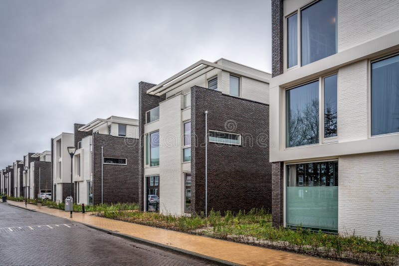 New Houses Standing in a Row. Houses Standing in Groningen, Holland ...