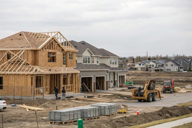 New City Housing Under Construction with Stick Framing Stock ...