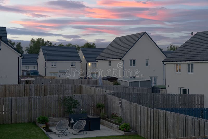 New Housing Development Estate at Sunset in London Stock Image - Image ...
