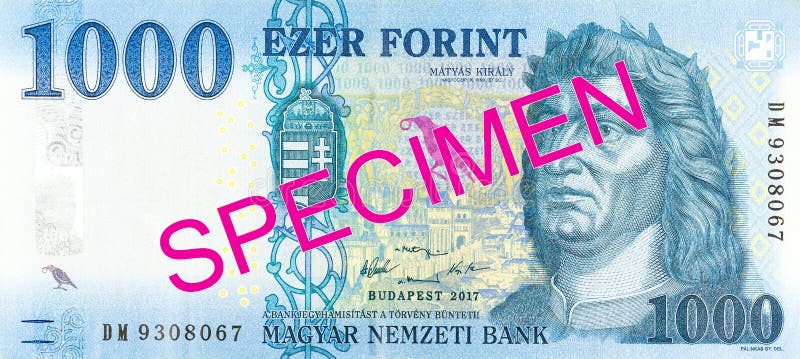 New 1000 Hungarian Forint Banknote Reverse Specimen Stock Photo - Image ...