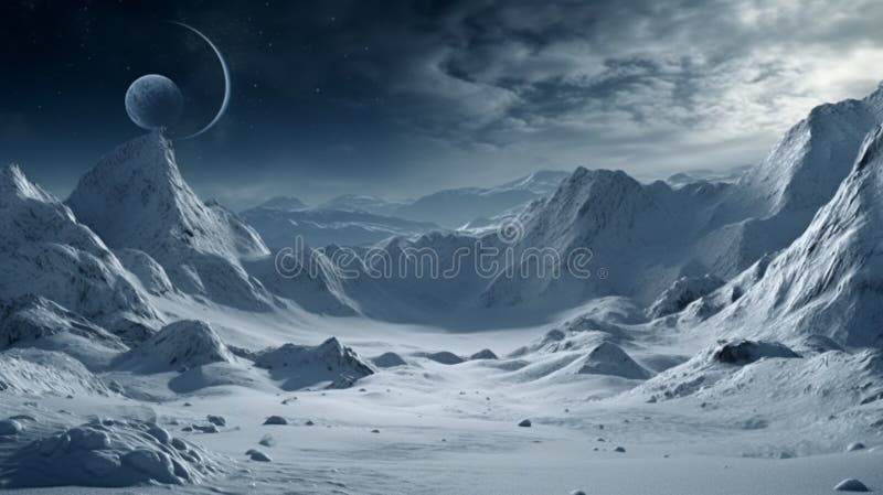 New Ice Age and Earth Covered with Snow. Generative AI Stock ...