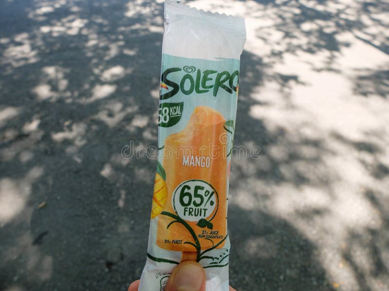 New Ice Cream Solero Mango with 65 Fruit, Healthy Ice Cream. Editorial ...