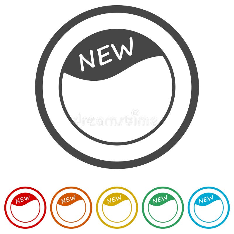 New Icon, 6 Colors Included Stock Vector - Illustration of label ...