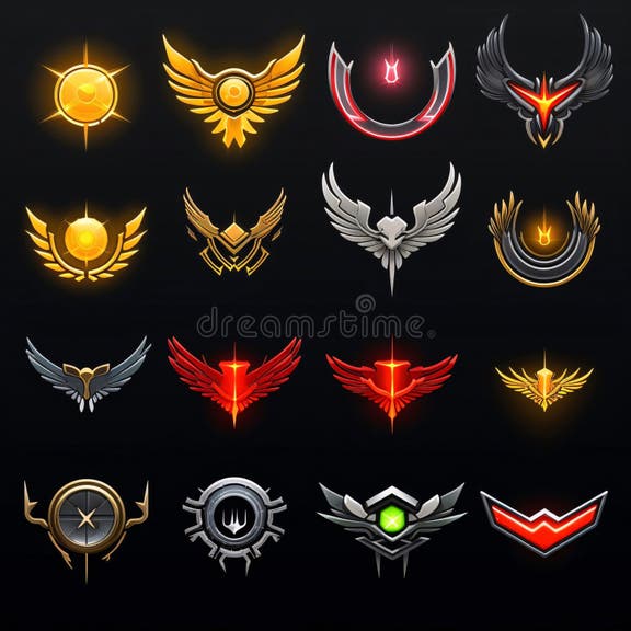 Set of Vector Winged Emblems, Badges and Design Elements Stock ...