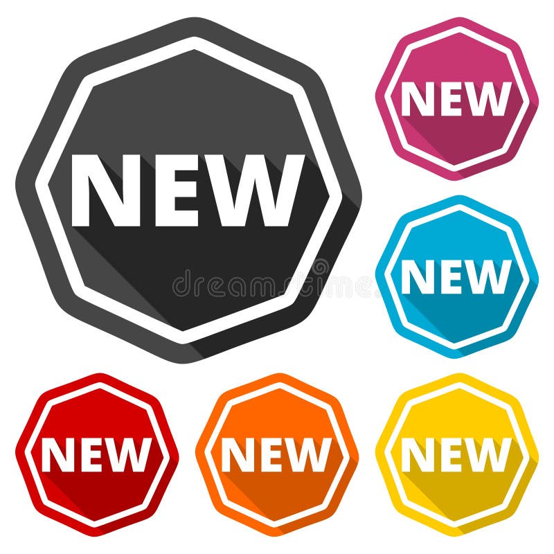 New Icons Set with Long Shadow Stock Illustration - Illustration of ...