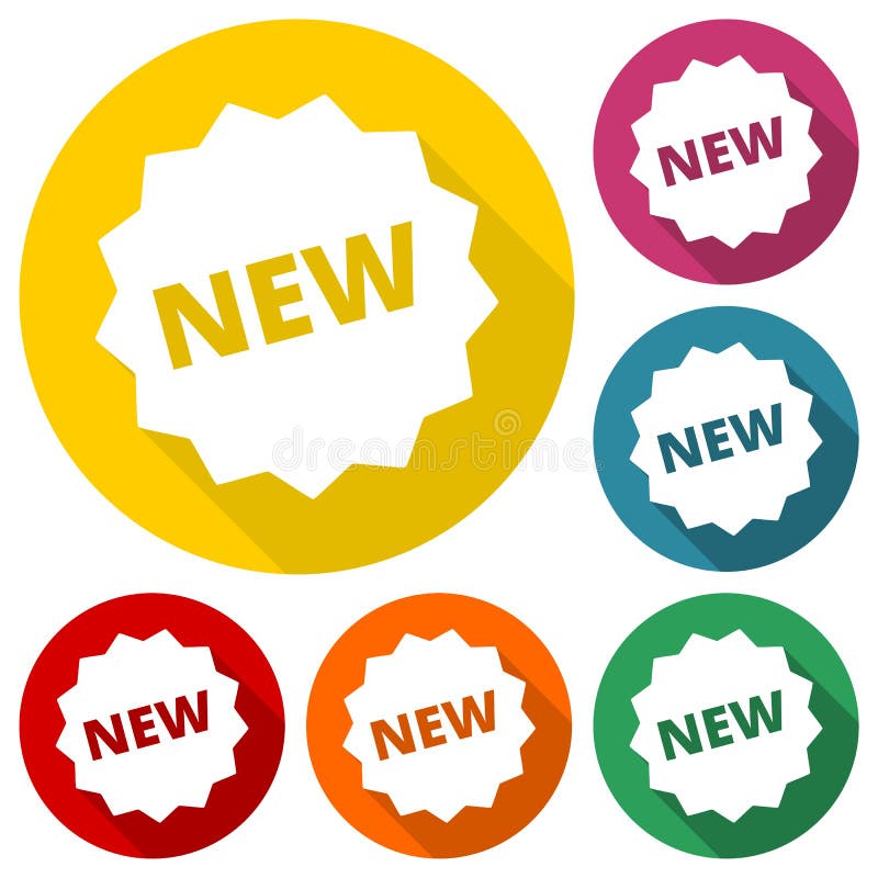 New Icons Set with Long Shadow Stock Vector - Illustration of geometric ...