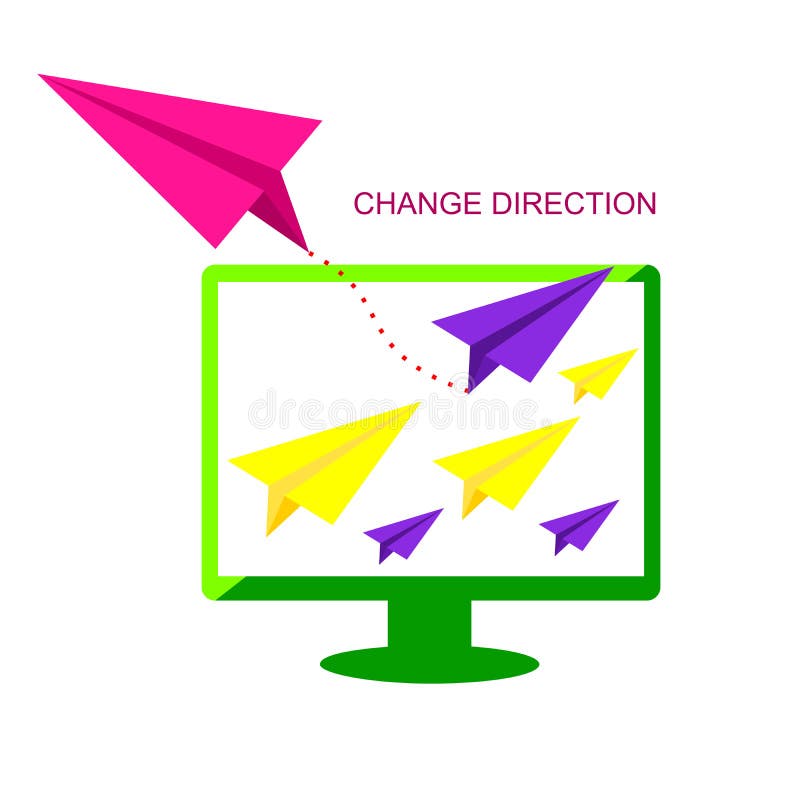 Change Direction - Business Concept Vector Illustration. Airplane ...