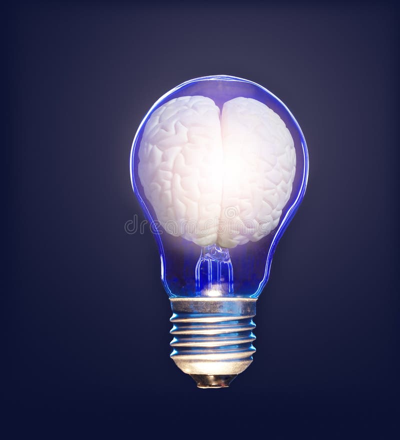 New Idea in the Concept - Brain Inside Light Bulb Stock Photo - Image ...
