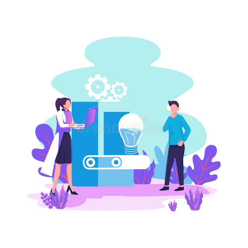 New Idea Generation Flat Style Illustration Vector Design Stock Vector - Illustration of bulb ...