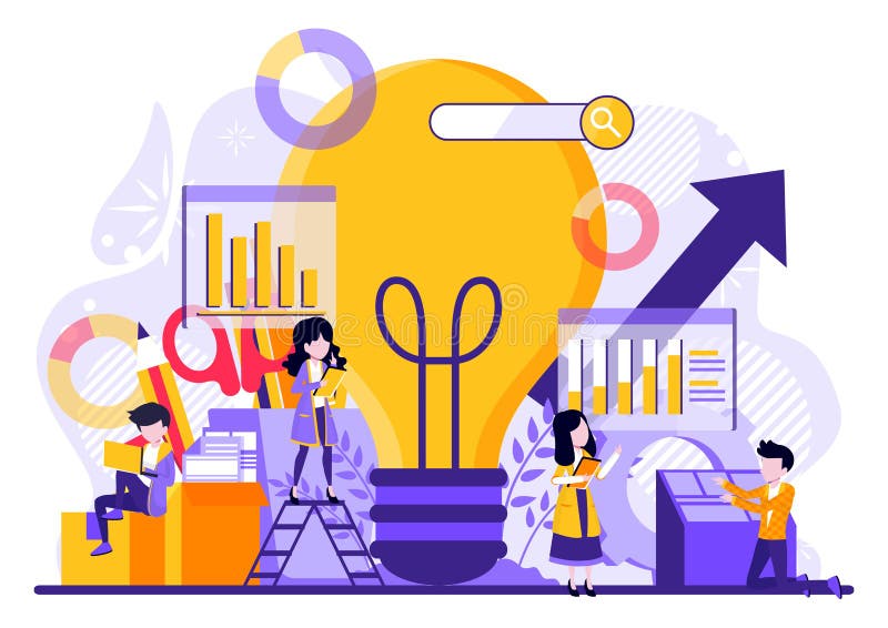 New Idea or Startup Concept, Vector Illustration. Tiny People Grow ...