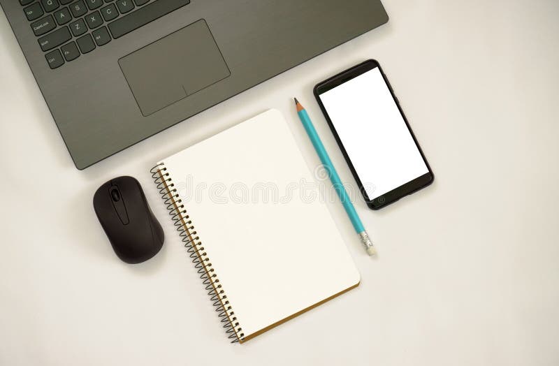 New Ideas Concept. Notebook with Copy Space , Paper Balls, Smartphone ...