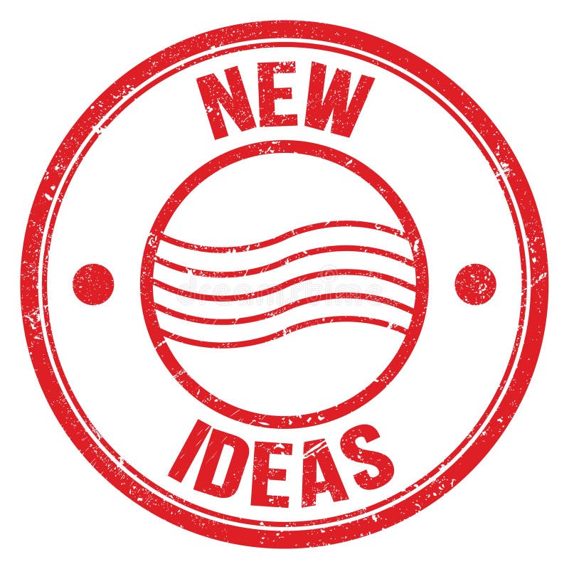 NEW IDEAS Text on Red Round Postal Stamp Sign Stock Illustration ...