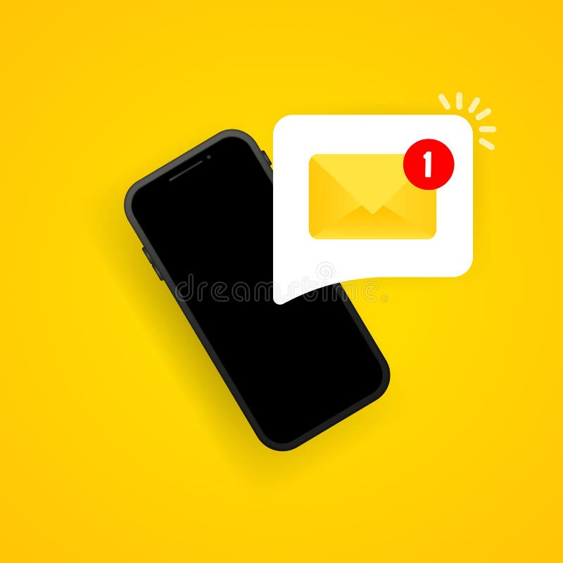 New Incoming Messages with Notification on Smartphone Illustration ...