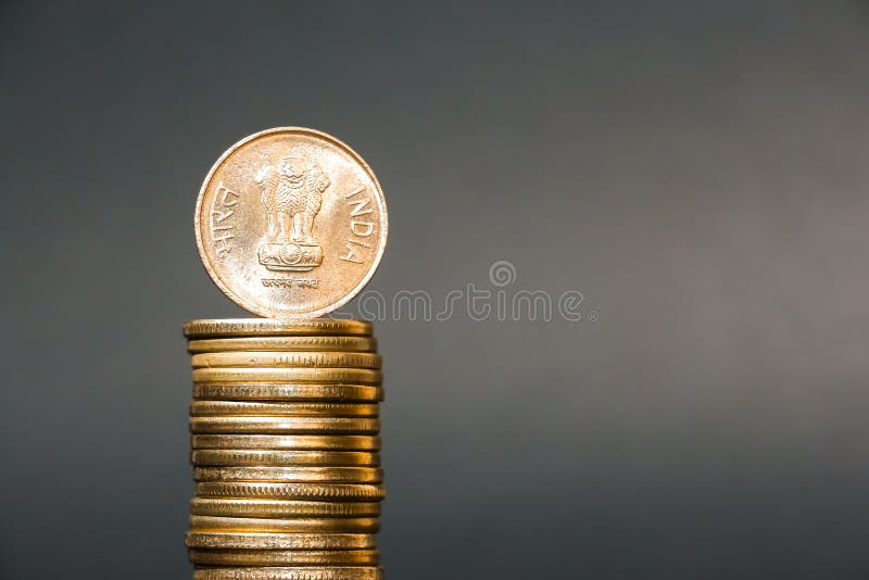 New indian coins stock photo. Image of monetary, paper - 136392032