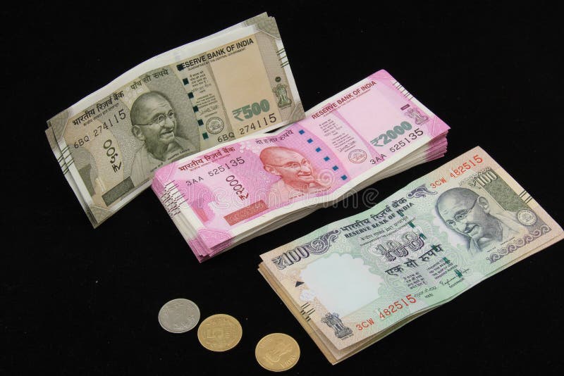 New Indian currency notes stock photo. Image of spread - 84658984