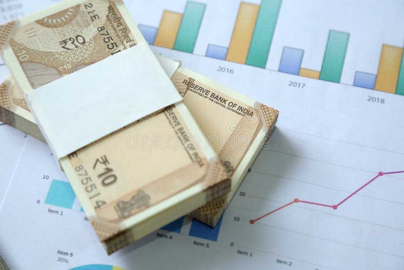 New Indian Currency Rupees from Pack on the Graph Paper Stock Image ...