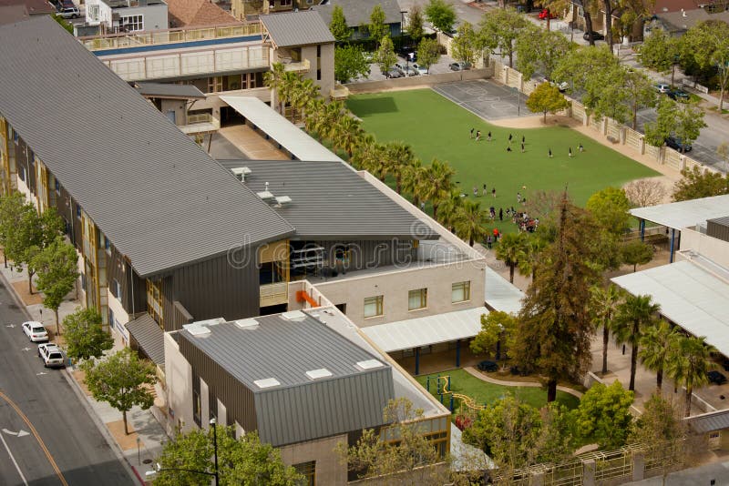 New Inner City School stock image. Image of grounds, trees - 31349065