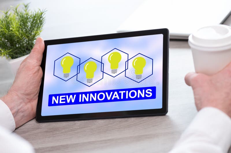 New Innovations Concept on a Tablet Stock Photo - Image of symbol ...