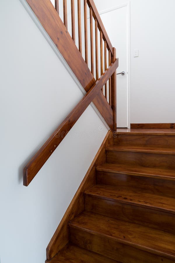 New Internal Timber Staircase with Timber Handrail Stock Image - Image ...