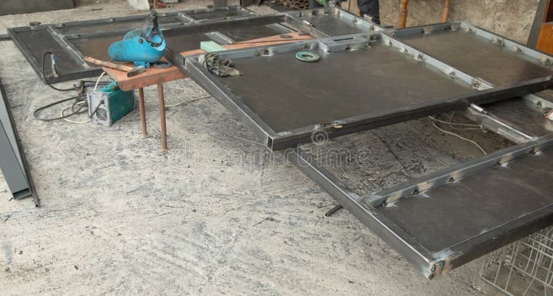 New Iron Gate. Iron Gate Repair Stock Image - Image of construction ...