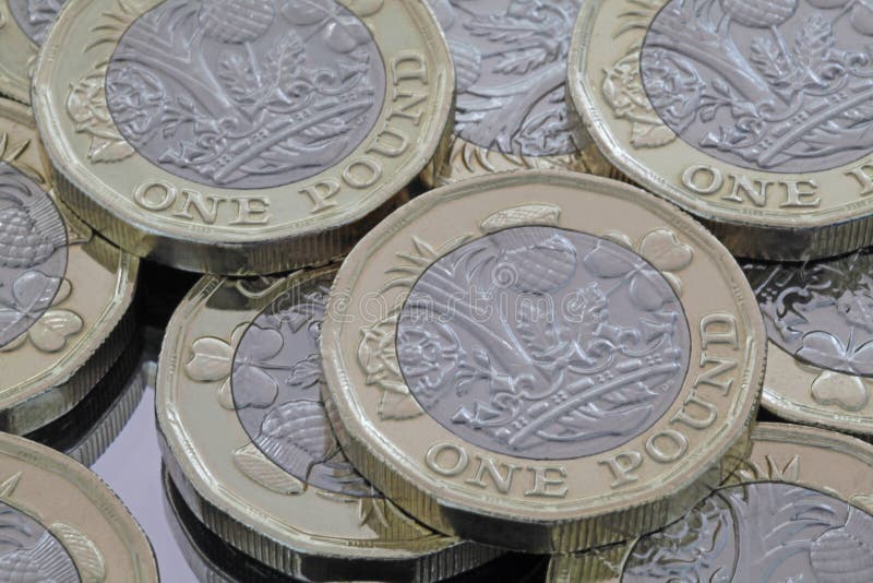 New Issue One Pound Sterling Bi Colour Coins Stock Photo - Image of ...