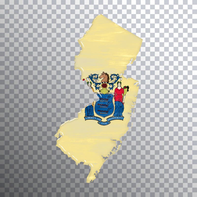 New Jersey Flag and Map, Transparent Background Stock Illustration ...