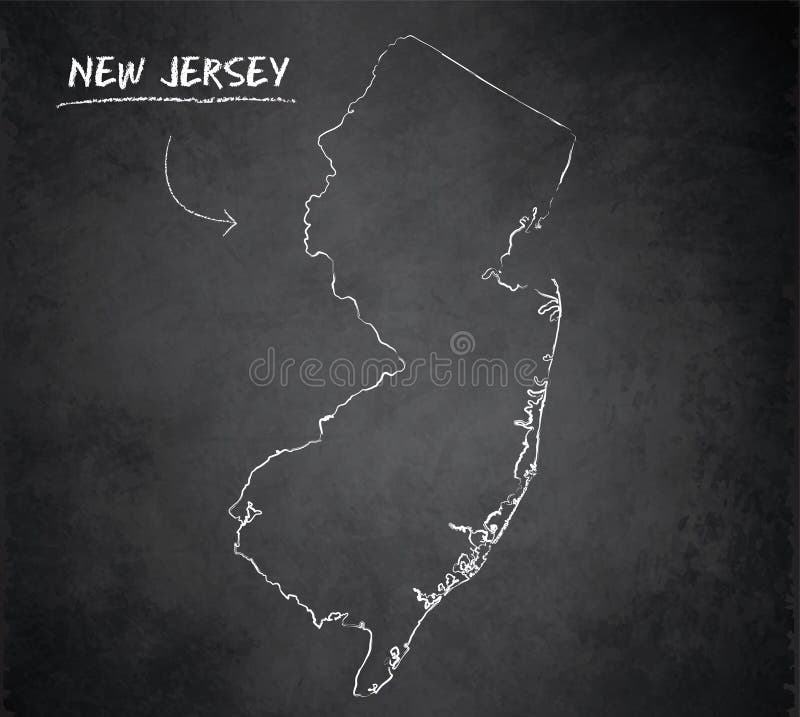 New Jersey Map Card Blackboard Chalkboard Stock Vector - Illustration ...