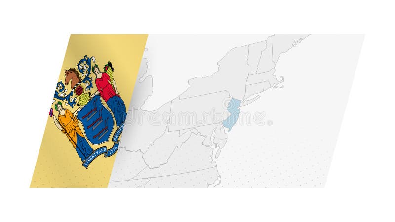 New Jersey Map in Modern Style with Flag of New Jersey on Left Side ...