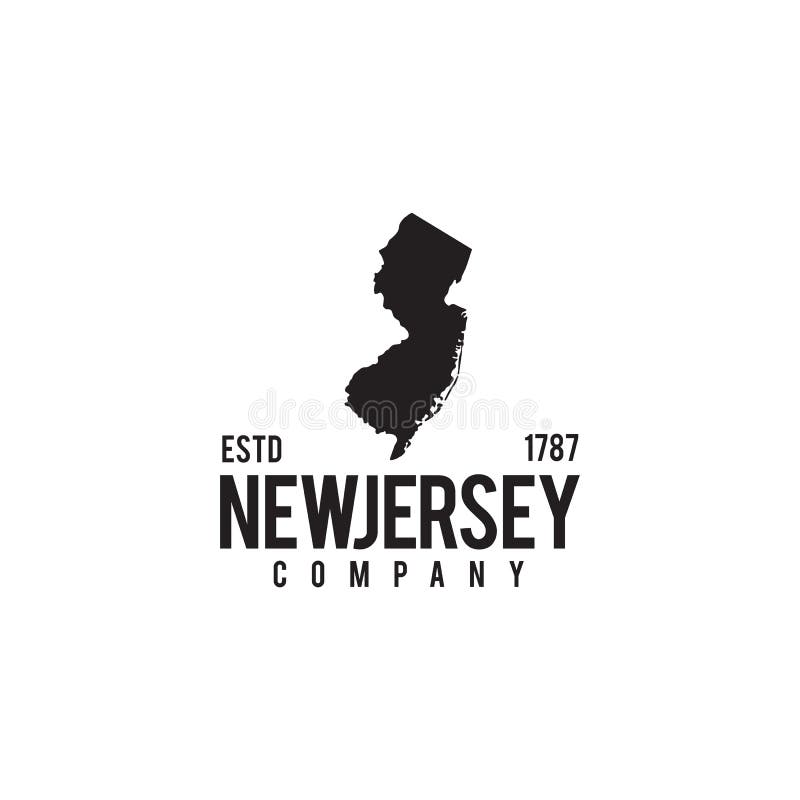 New Jersey Map Outline Logo Design Stock Vector - Illustration of ...
