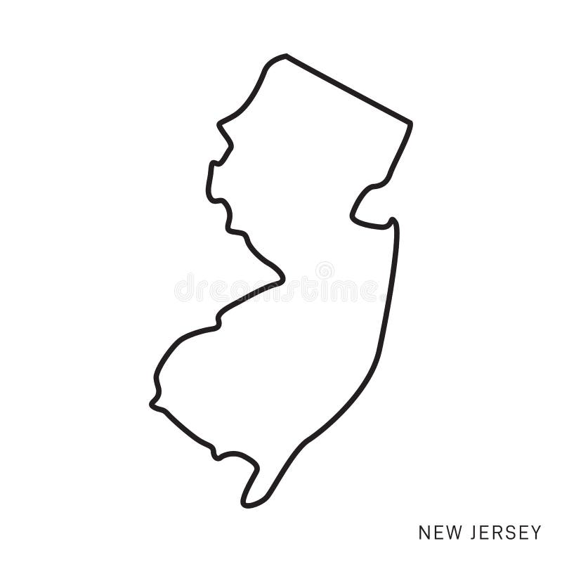 New Jersey Map Outline Vector Design Template Editable Stroke Stock