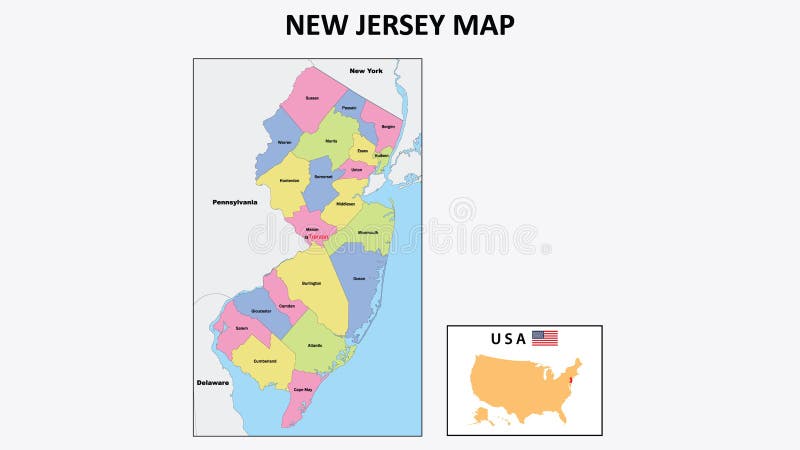 New Jersey Map. State and District Map of New Jersey Stock Vector ...