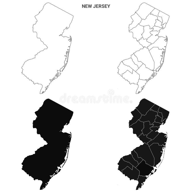 New Jersey Outline County Map Set - Illustration Version Stock ...