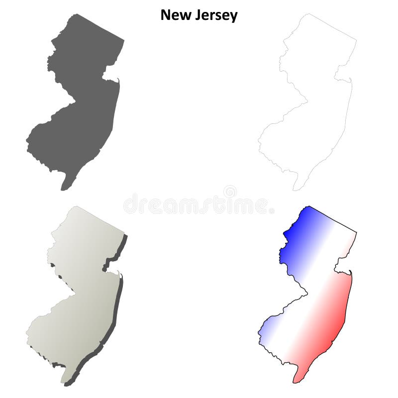 New Jersey outline map set stock vector. Illustration of detailed ...