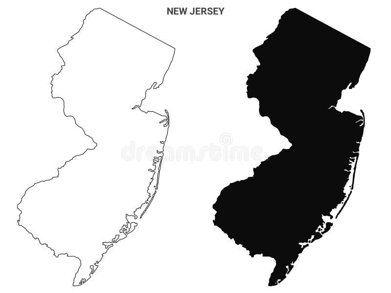 New Jersey Map Outline Vector Design Template. Editable Stroke Stock ...