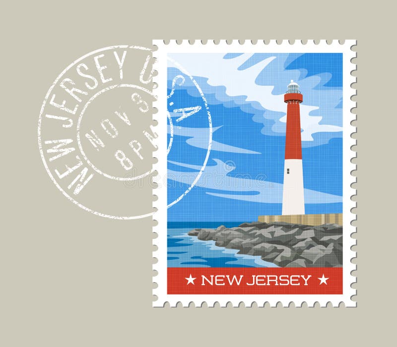 New Jersey Postage Stamp Design. Stock Vector - Illustration of luggage ...