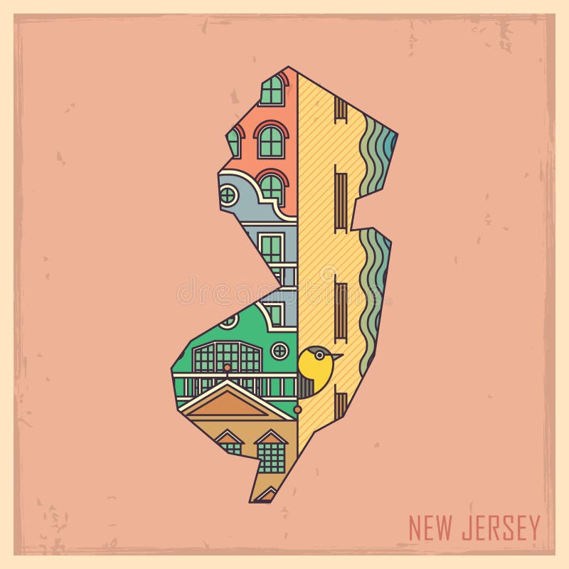 New Jersey State Map. Vector Illustration Decorative Design Stock ...