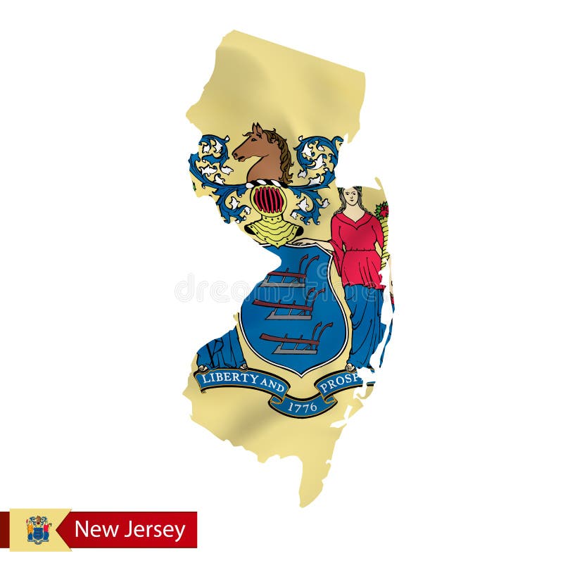 New Jersey State Map with Waving Flag of US State. Stock Vector ...
