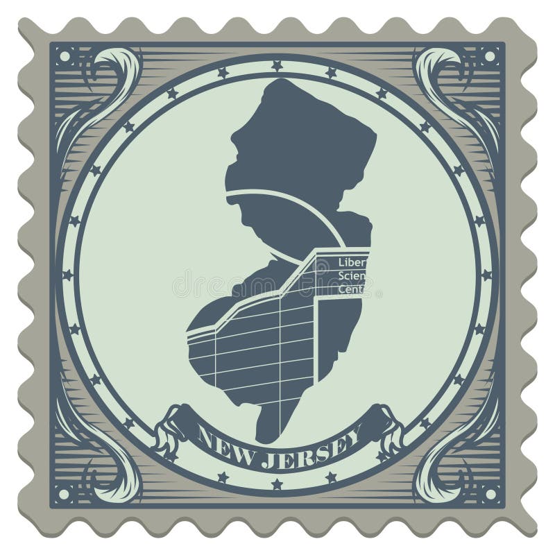 New Jersey State Postage Stamp. Vector Illustration Decorative Design ...