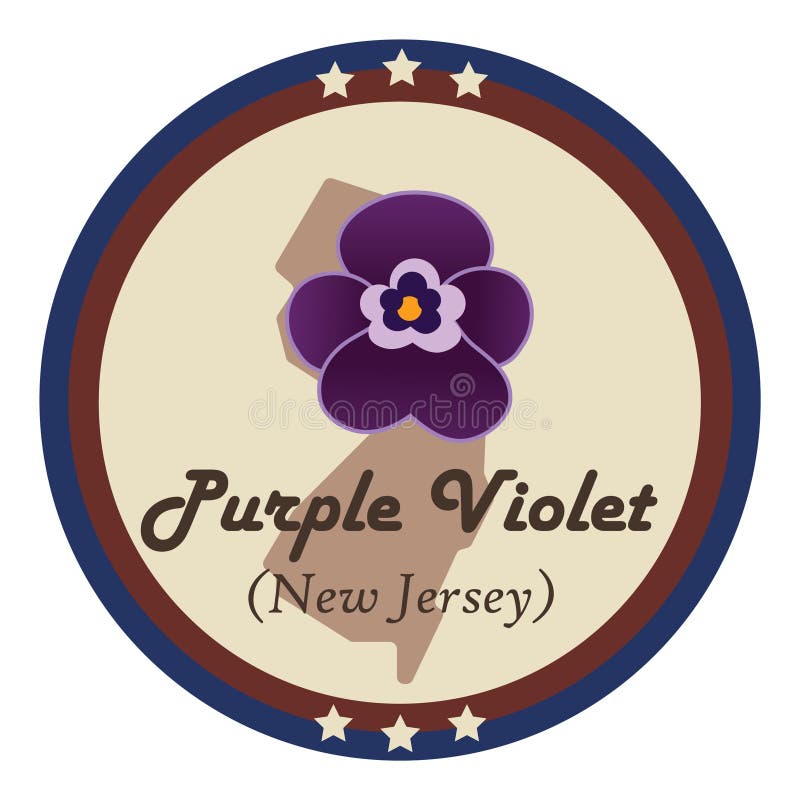 New Jersey State with Purple Violet Flower. Vector Illustration ...