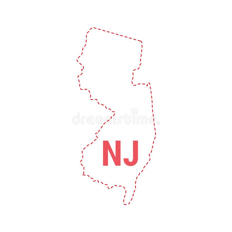 New Jersey US State Map Outline Dotted Border Stock Illustration ...